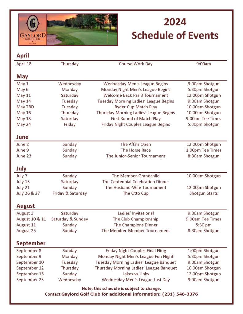 Events - Gaylord Golf Club